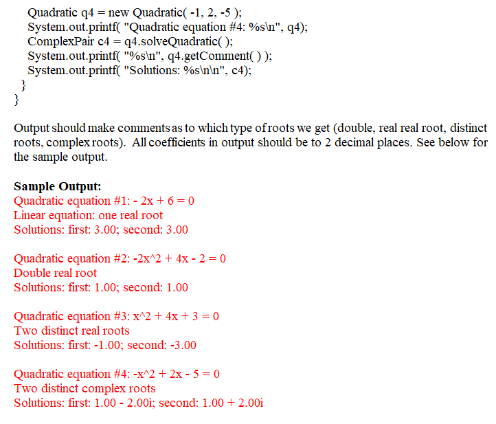 Solved Programs Quadratic equations. (60 points) The form of | Chegg.com