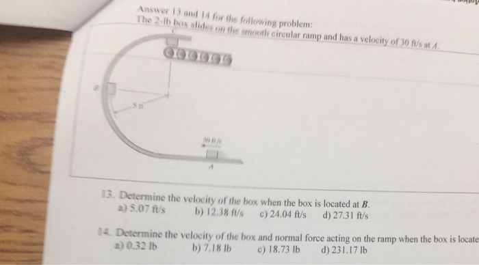 Solved The 2-Ib box slides on the smooth circular ramp and | Chegg.com