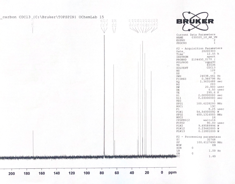 Solved carbon cdc13 (C:\Bruker TOPSPIN) OChemLab 15 BRUKER | Chegg.com