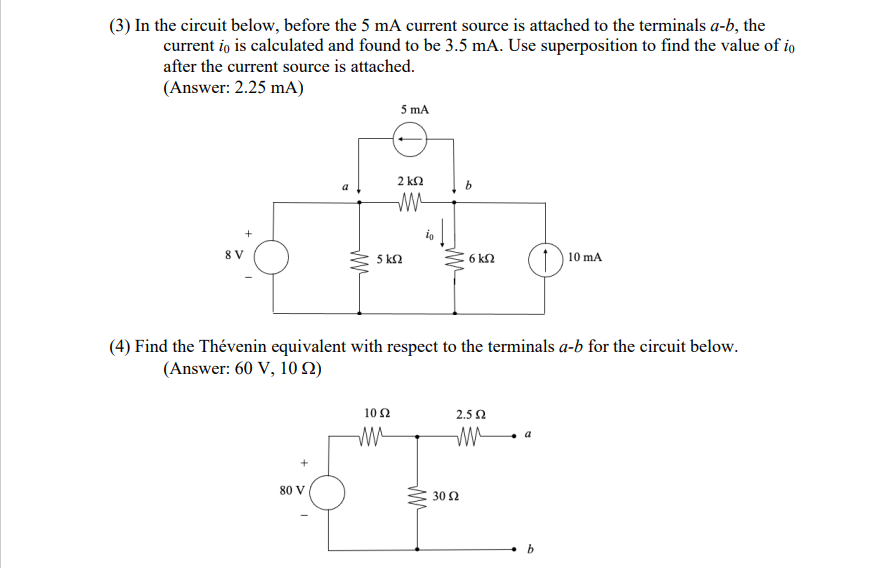 Solved (3) In the circuit below, before the 5 mA current | Chegg.com