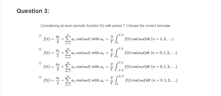 Solved Question 3: Considering an even periodic function | Chegg.com