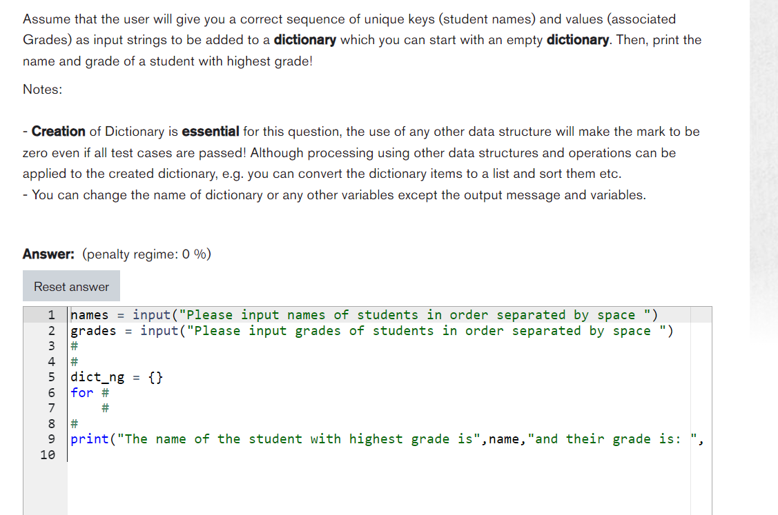 Solved Assume that the user will give you a correct sequence | Chegg.com