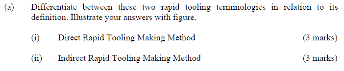 Solved (a) Differentiate between these two rapid tooling | Chegg.com