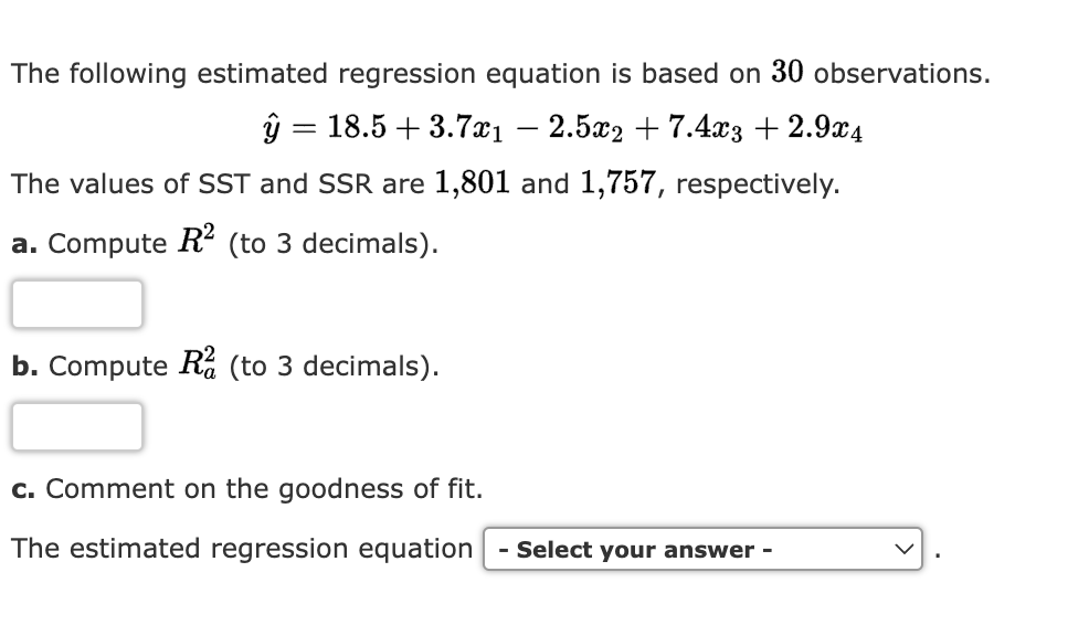 Solved The following estimated regression equation is based | Chegg.com