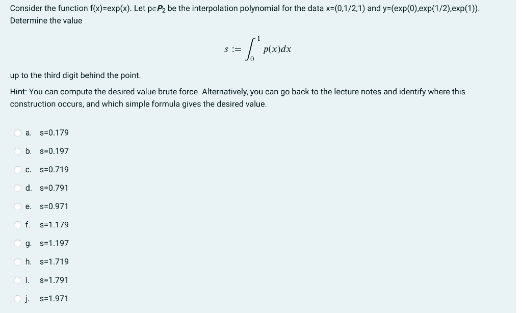 Solved Consider the function f(x)=exp(x). Let p∈P2 be the | Chegg.com