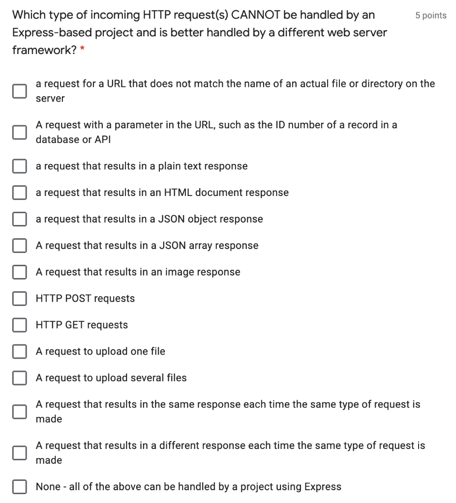 Solved 5 points Which type of incoming HTTP request(s) | Chegg.com