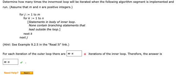 Solved Determine how many times the innermost loop will be | Chegg.com