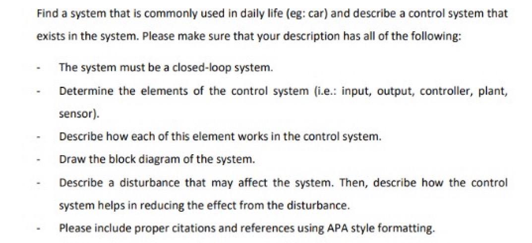 Solved Find a system that is commonly used in daily life | Chegg.com