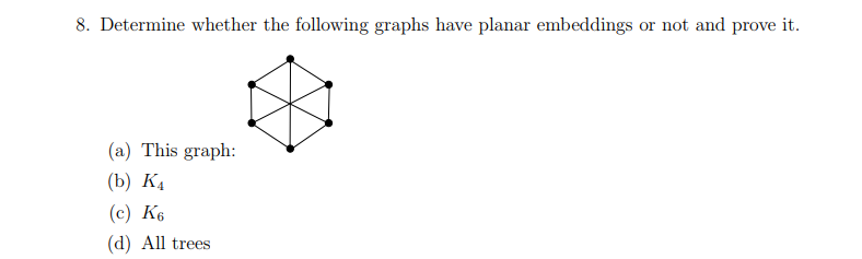 Solved 8. Determine whether the following graphs have planar | Chegg.com