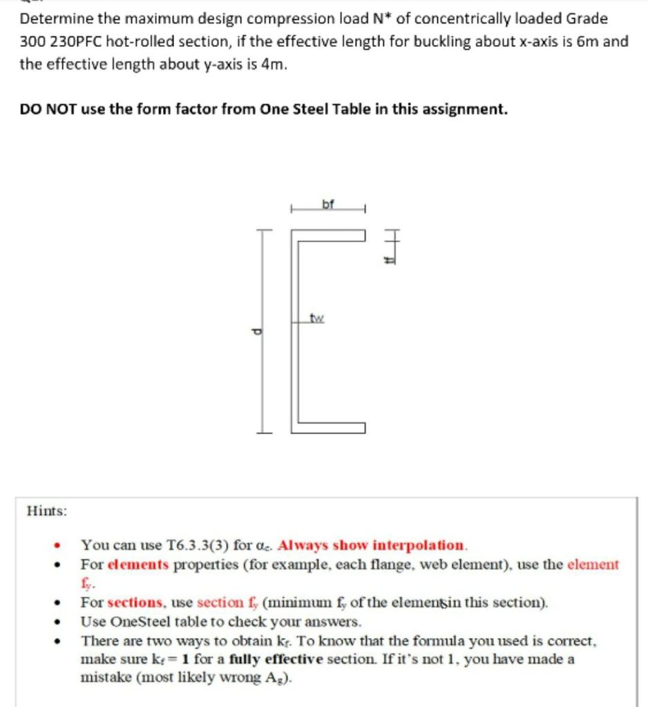 Solved Determine the maximum design compression load N* of | Chegg.com