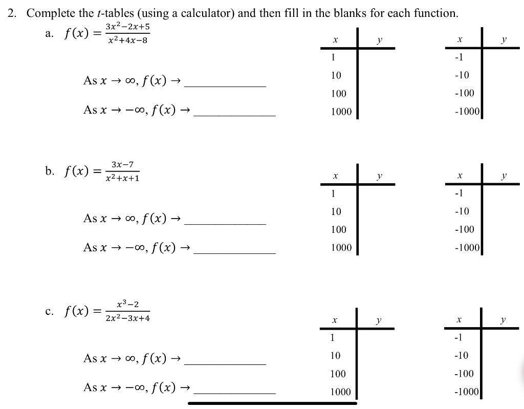 Solved Complete the t-tables (using a calculator) and then | Chegg.com