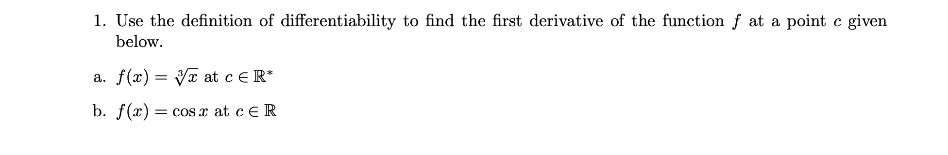 Solved 1. Use the definition of differentiability to find | Chegg.com