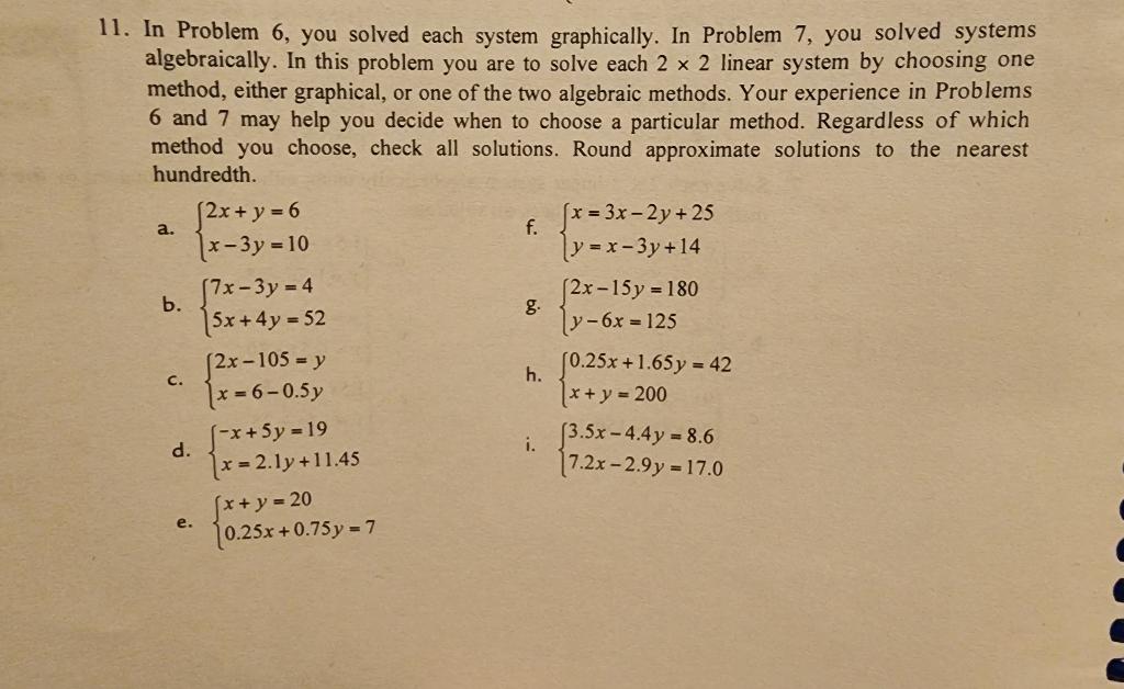 Solved 11. In Problem 6, you solved each system graphically. | Chegg.com