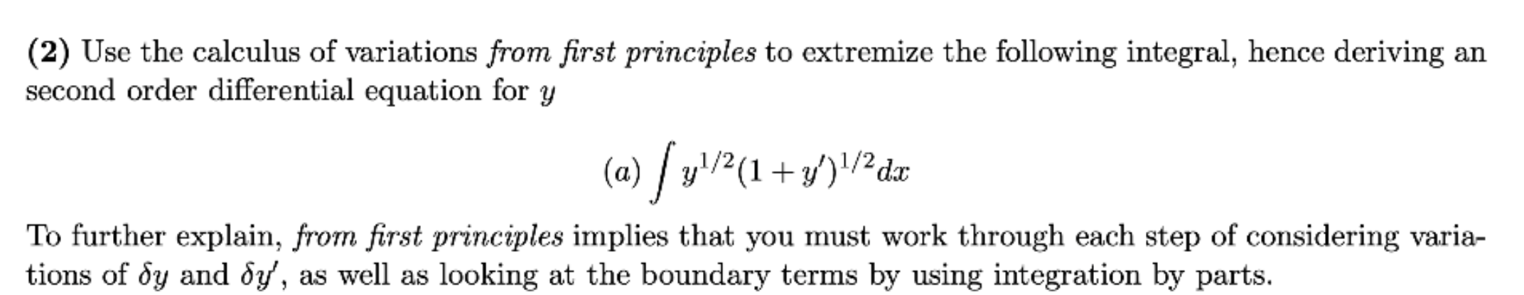 (2) Use the calculus of variations from first | Chegg.com