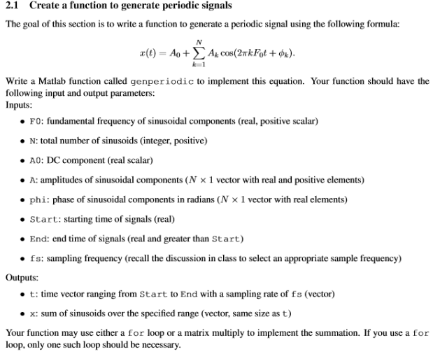 Solved 21 Create A Function To Generate Periodic Signals 4915