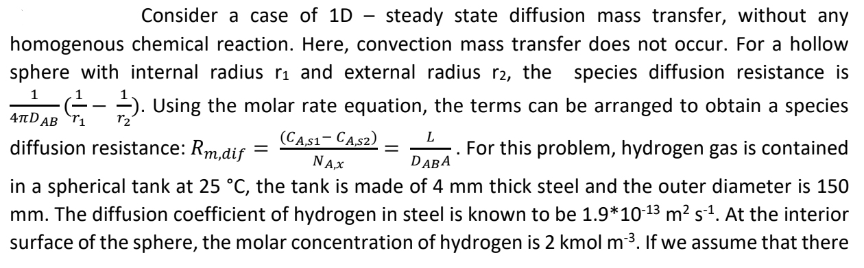 Solved Consider a case of 1D - steady state diffusion mass | Chegg.com
