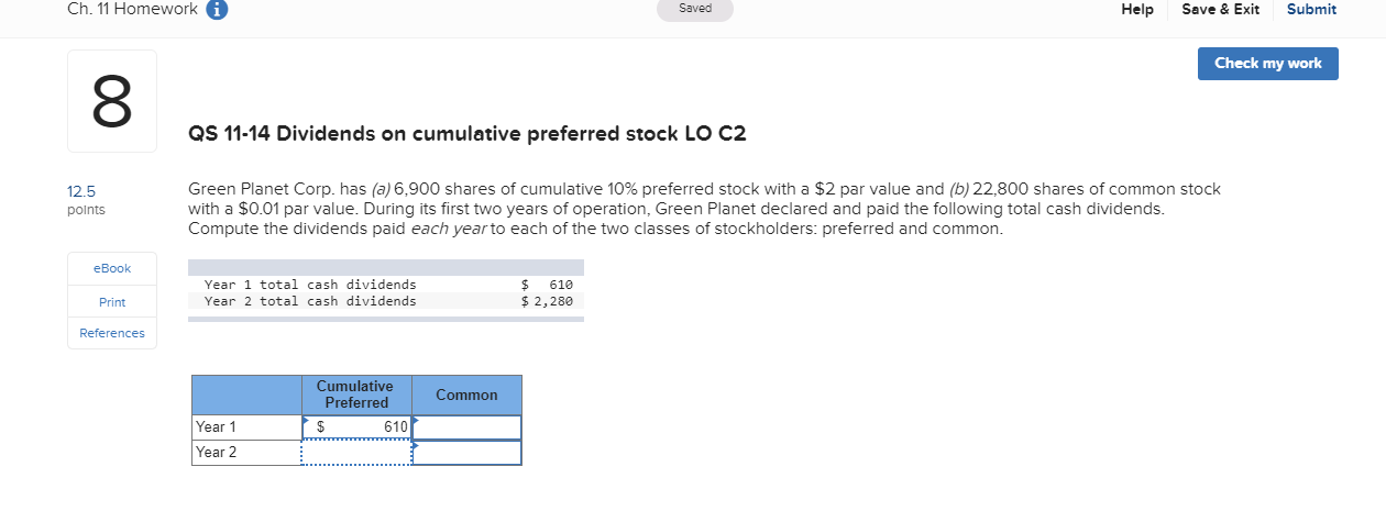 Solved Ch. 11 Homework i Saved Help Save & Exit Submit Check | Chegg.com