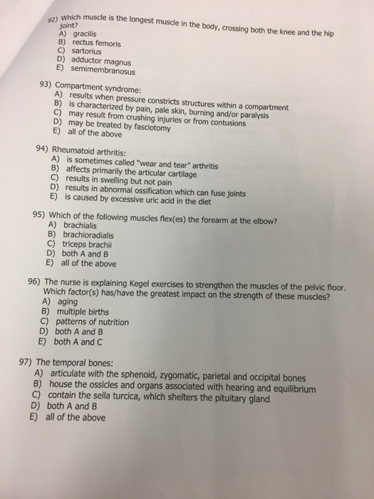 Solved ) Which muscle is the longest muscle in the body, | Chegg.com