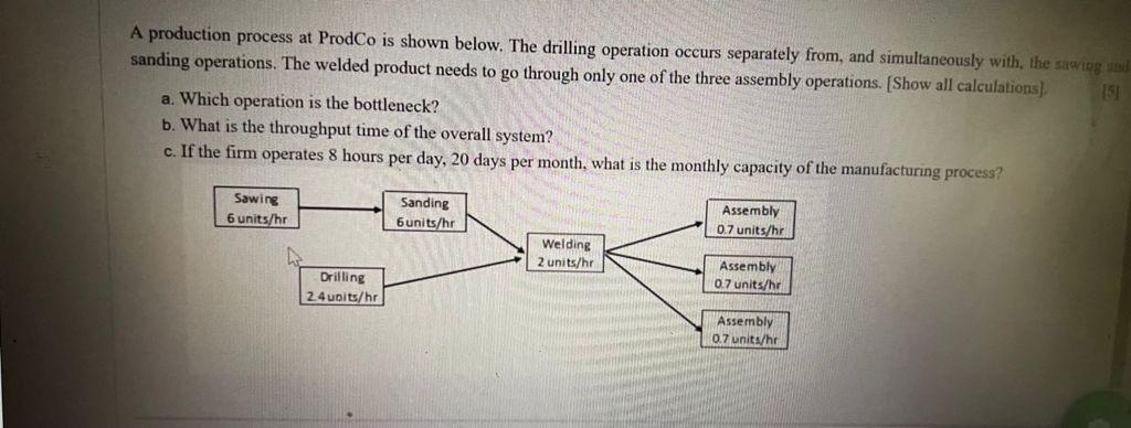 Solved A production process at ProdCo is shown below. The | Chegg.com