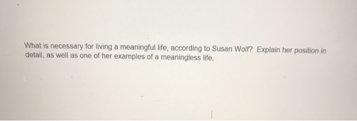 Solved What is necessary for living a meaningful life, | Chegg.com