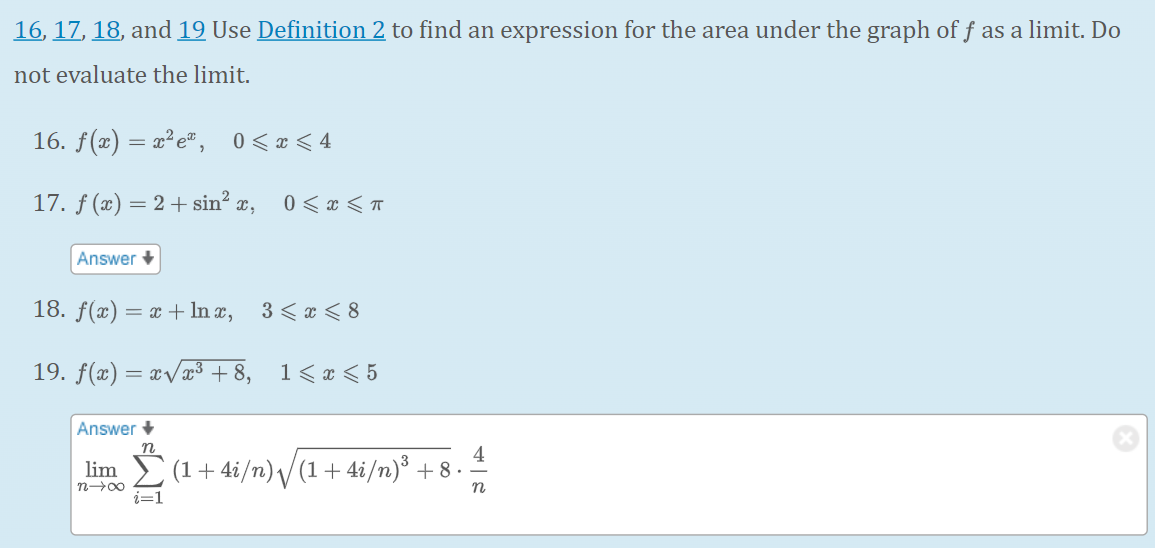 Solved 16, 17, 18, and 19 Use Definition 2 to find an | Chegg.com