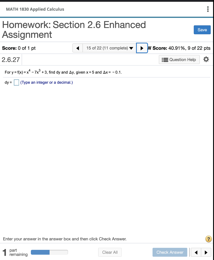Solved MATH 1830 Applied Calculus Homework: Section 2.6 | Chegg.com