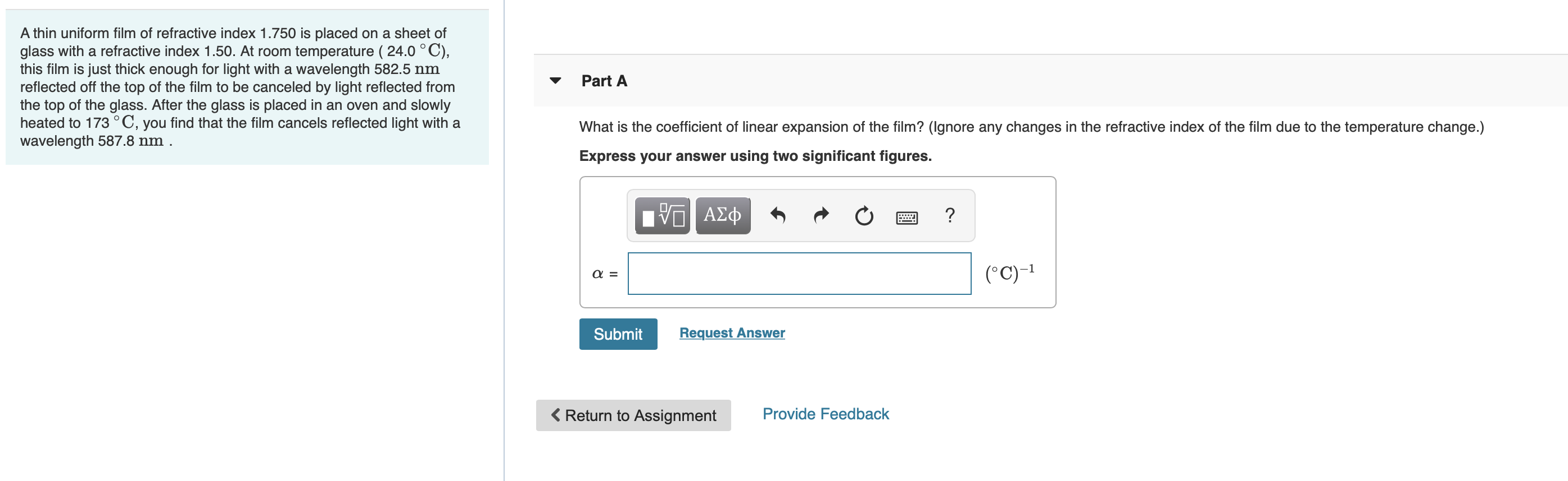 Solved A thin uniform film of refractive index 1.750 is | Chegg.com