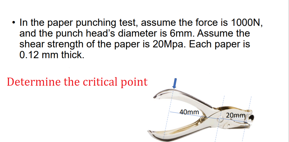Solved In the paper punching test, assume the force is | Chegg.com
