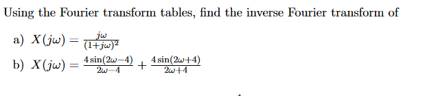 Solved Using the Fourier transform tables, find the inverse | Chegg.com