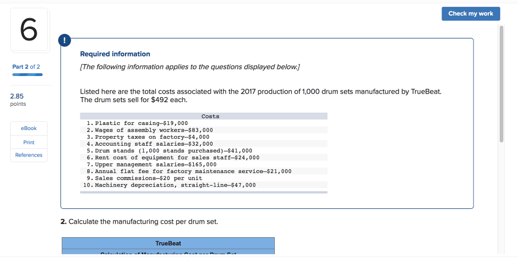 Solved Check my work 6 Required information The following | Chegg.com
