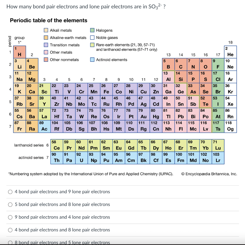 Solved How many bond pair electrons and lone pair electrons | Chegg.com