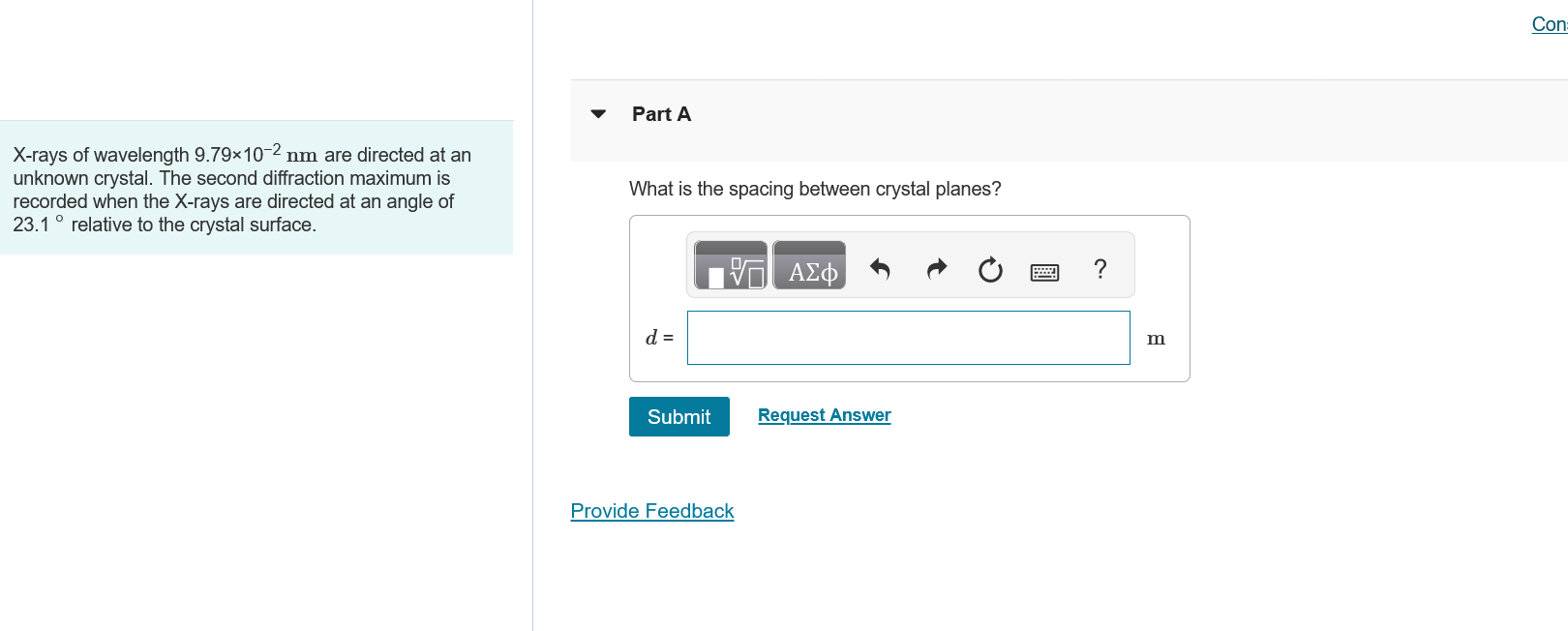 Solved Part AX-rays of wavelength 9.79×10-2nm ﻿are directed | Chegg.com