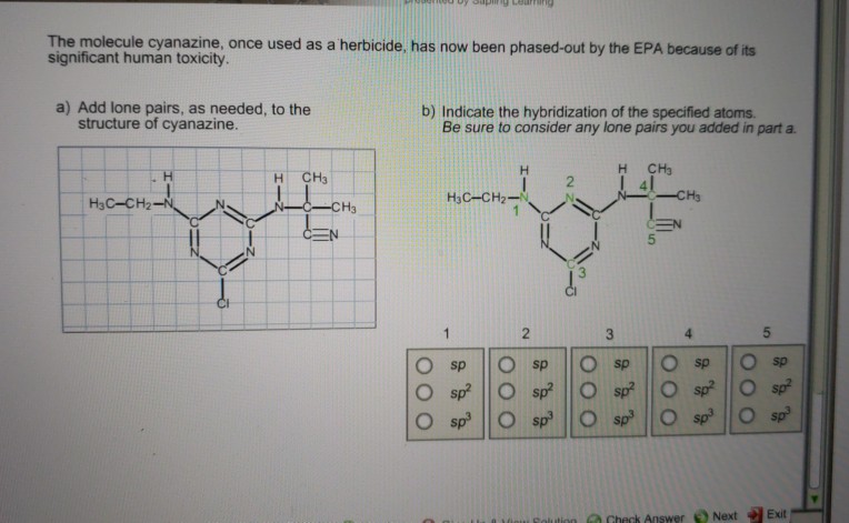 Solved The molecule cyanazine, once used as a herbicide, has | Chegg.com