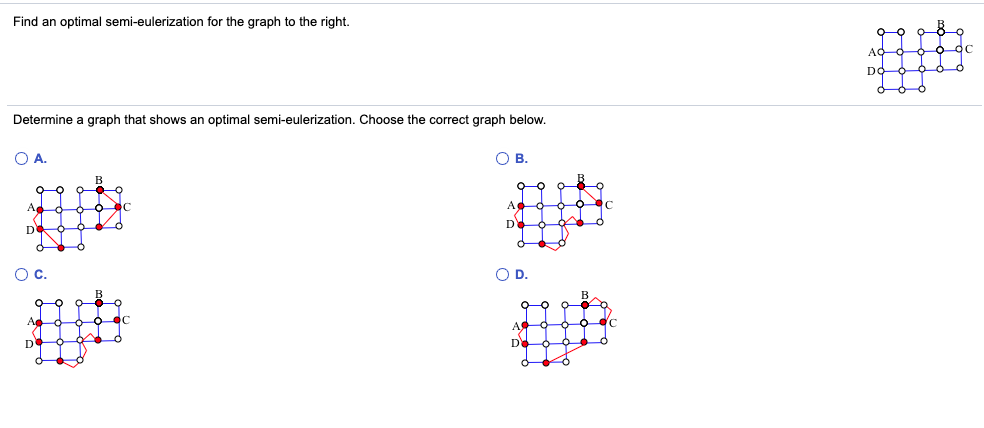 Solved Find an optimal semi-eulerization for the graph to | Chegg.com