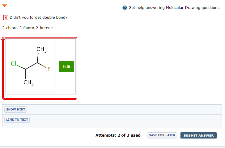 Solved Get help answering Molecular Drawing questions. x | Chegg.com