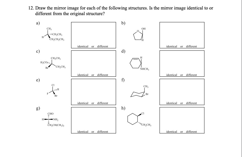 Solved 12. Draw the mirror image for each of the following | Chegg.com