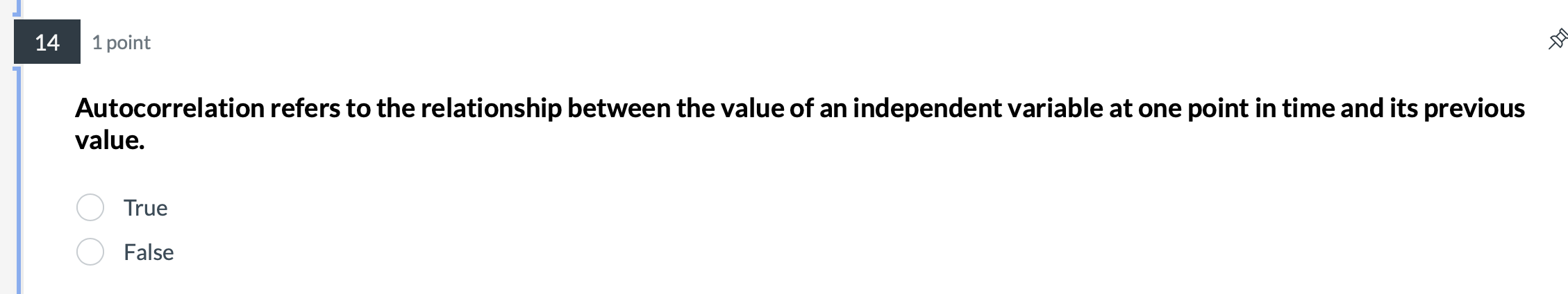 Solved 14 1 point Dol Autocorrelation refers to the | Chegg.com