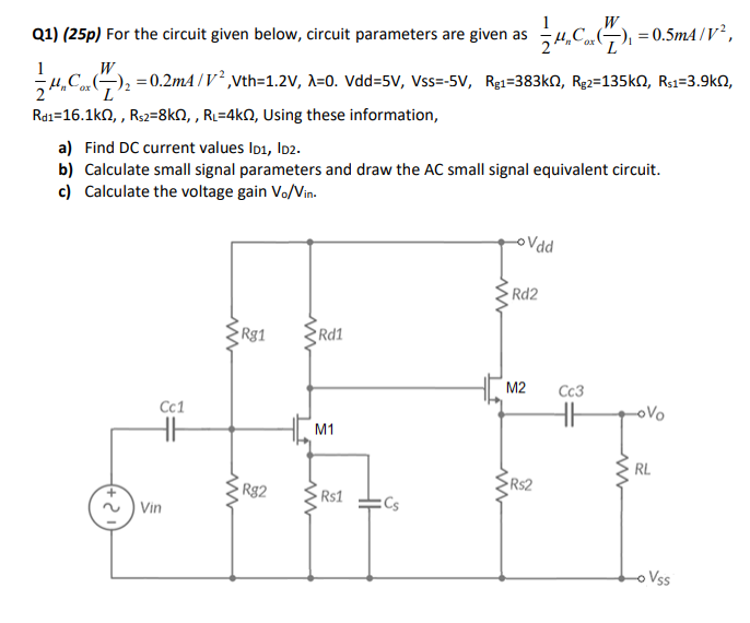 Solved Q1) (25p) For the circuit given below, circuit | Chegg.com