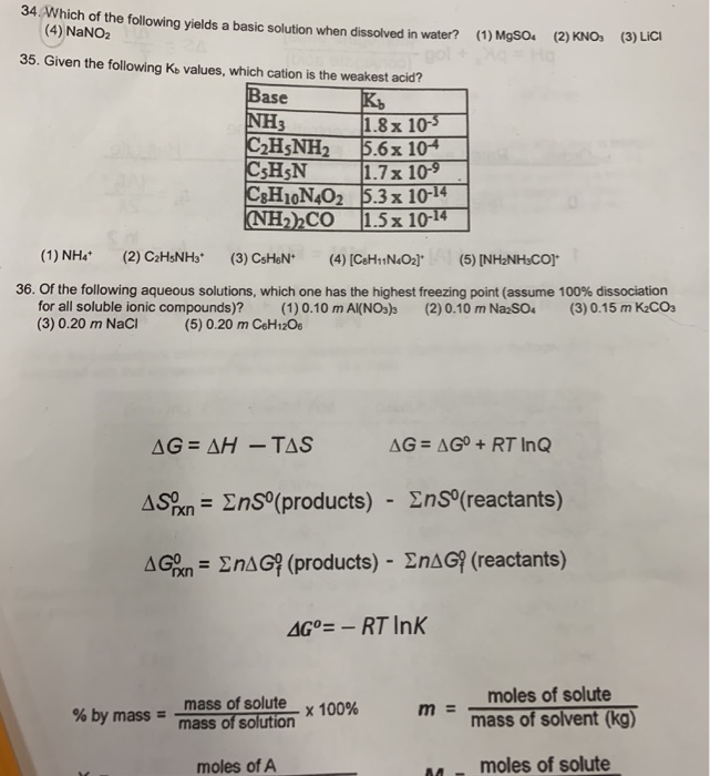 Solved 344Which of the following yields a basic solution | Chegg.com