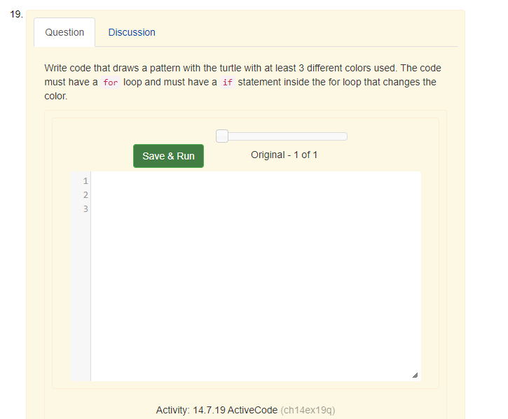 Solved 19. Question Discussion Write code that draws a | Chegg.com