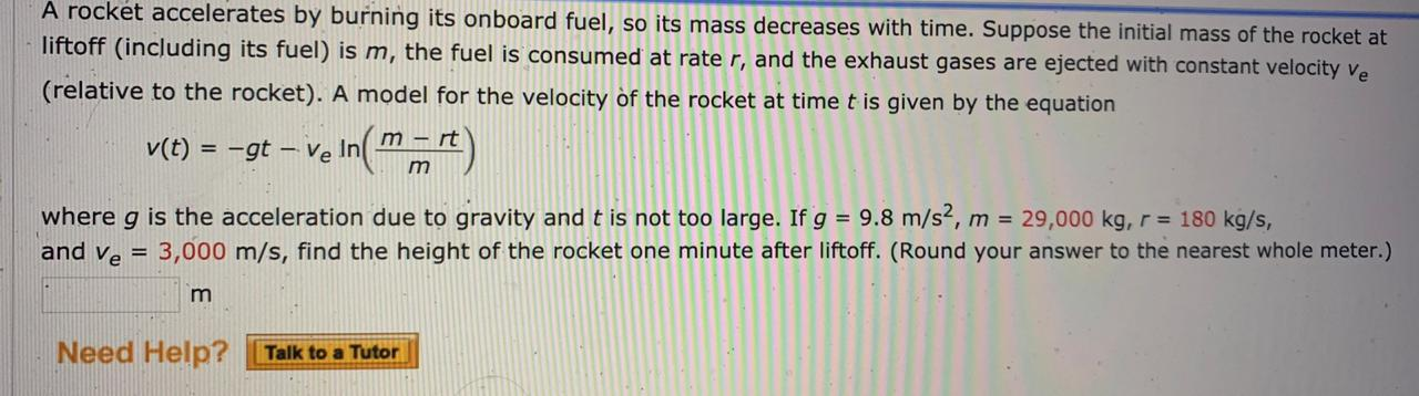 Solved A rocket accelerates by burning its onboard fuel, so | Chegg.com