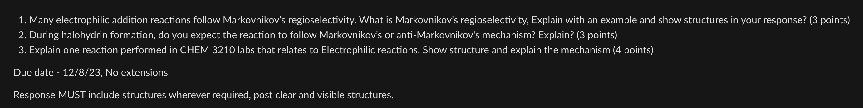 Solved 1. Many electrophilic addition reactions follow | Chegg.com