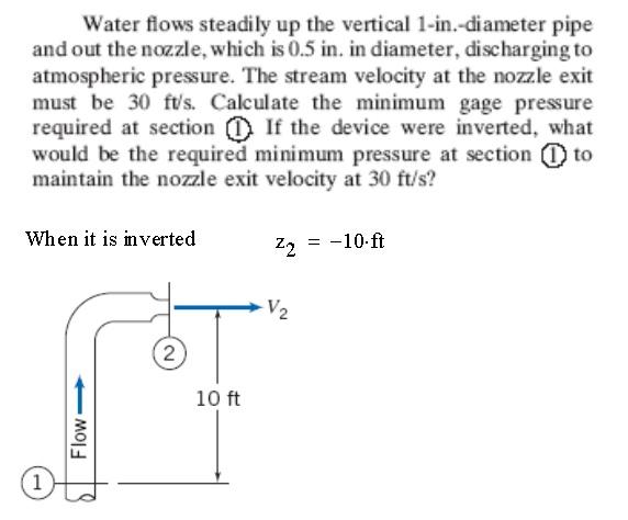 Solved Water flows steadily up the vertical 1-in.-diameter | Chegg.com