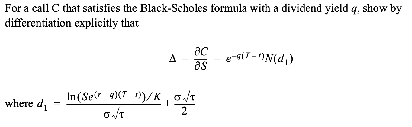 Solved For a call C that satisfies the Black-Scholes formula | Chegg.com