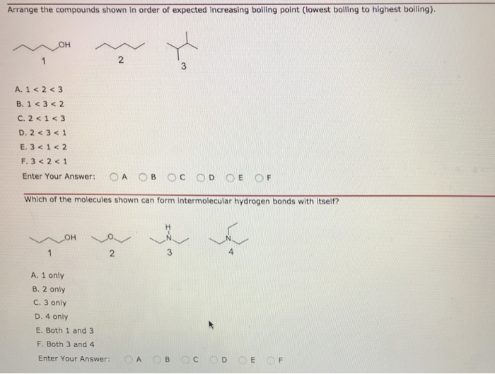 Solved Arrange the compounds shown in order of expected | Chegg.com