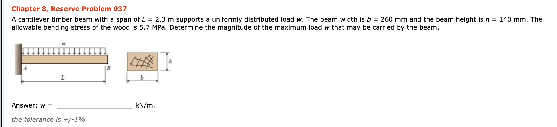Solved Chapter 8, Reserve Problem 037 A cantilever timber | Chegg.com