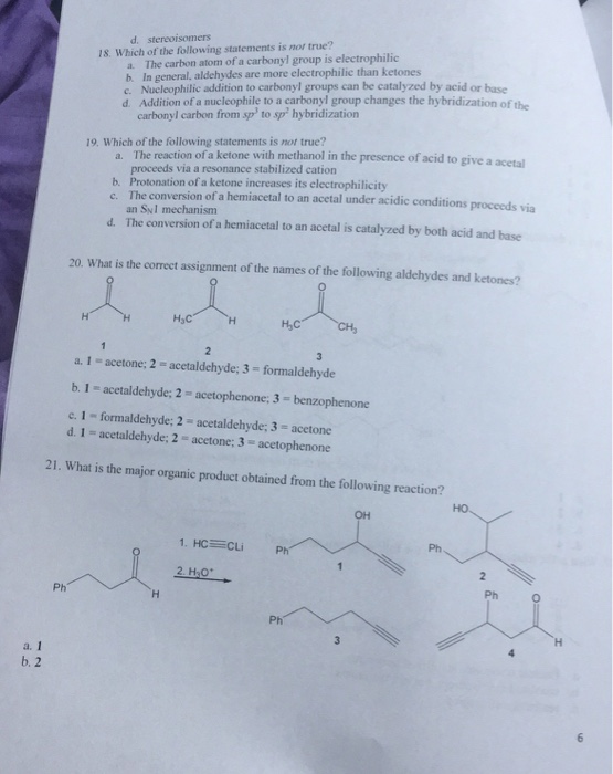 Solved 18 d. stereoisomers statements is nor true? Which of | Chegg.com