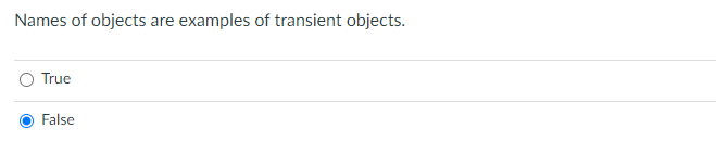 Solved Names of objects are examples of transient objects. | Chegg.com