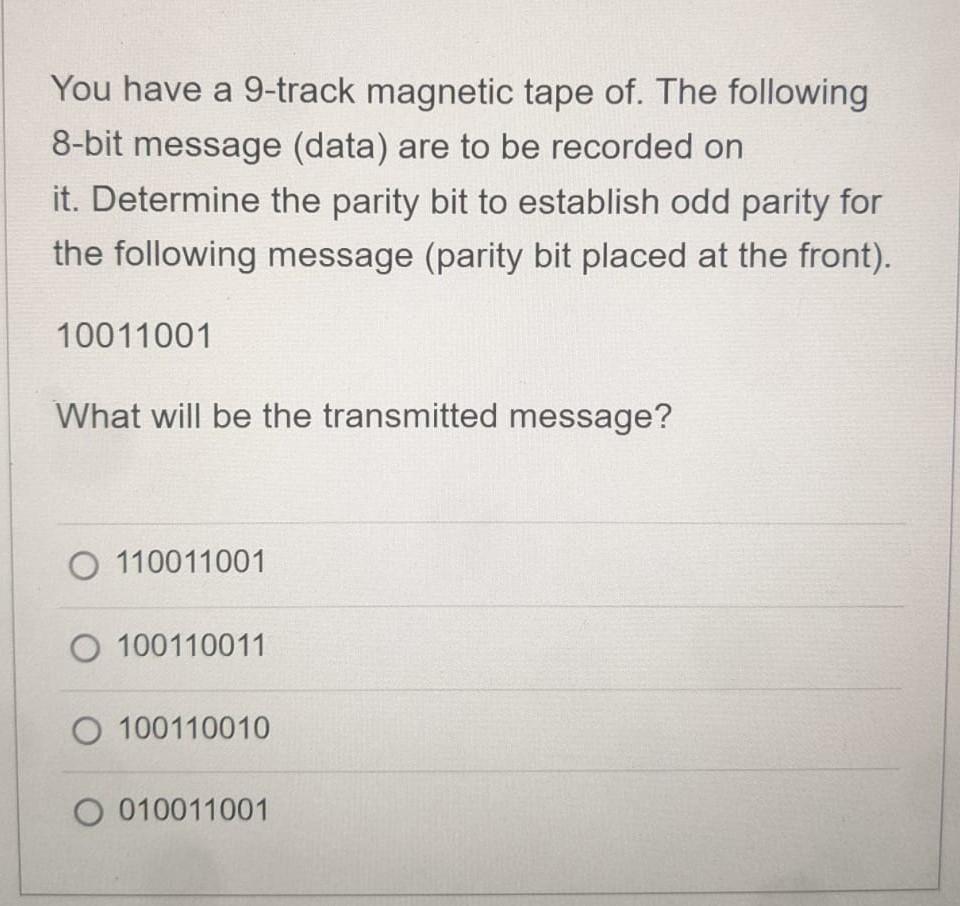Solved You have a 9-track magnetic tape of. The following | Chegg.com