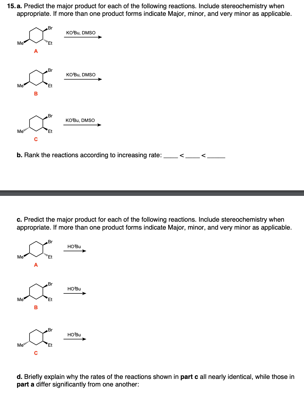 Solved a. ﻿Predict the major product for each of the | Chegg.com